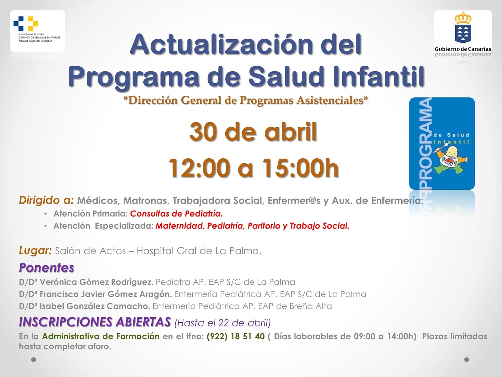 Formación en la Palma. Área de Salud...: PROGRAMAS ASISTENCIALES