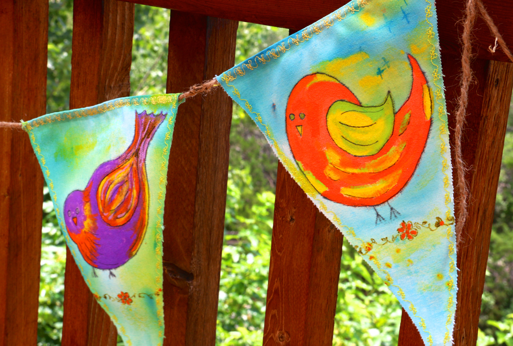 Art Happens: Hand Painted Bird Banner And Pillow