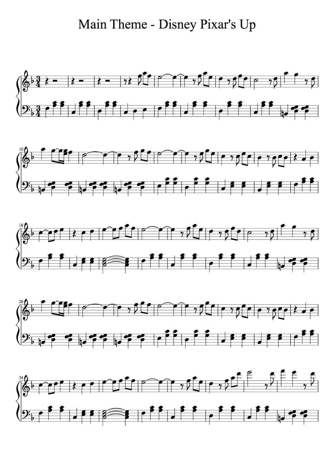 Utterly Music: [Piano Scores] Disney Pixar 'Up' Main Theme