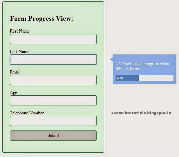 To Show Form Progress Level to customer