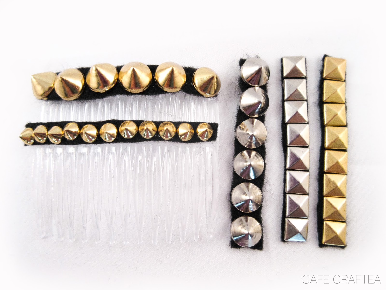 Cafe Craftea: DIY | Interchangeable Studded Hair Combs