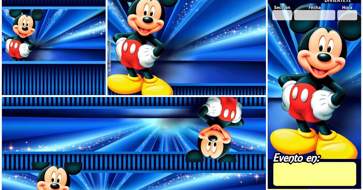 Mickey con Fondo Azul: Mini Kit para Imprimir Gratis. - Ideas y ...