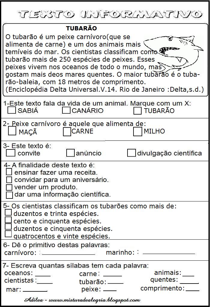 Professora Suzy: TEXTO INFORMATIVO