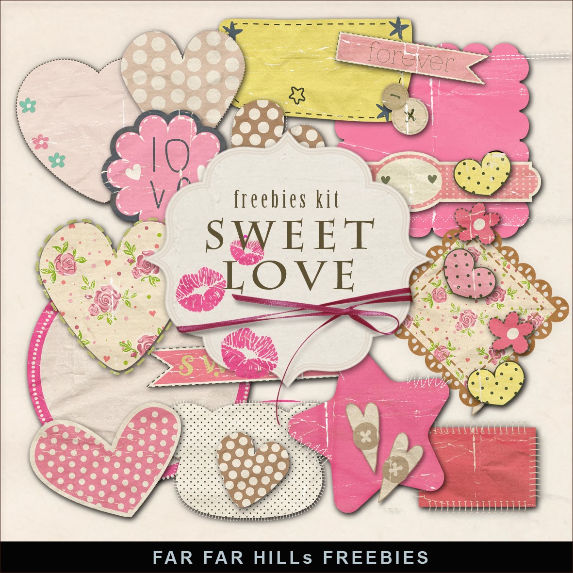 Freebies Kit - Sweet Love:Far Far Hill - Free database of digital illustrations and papers
