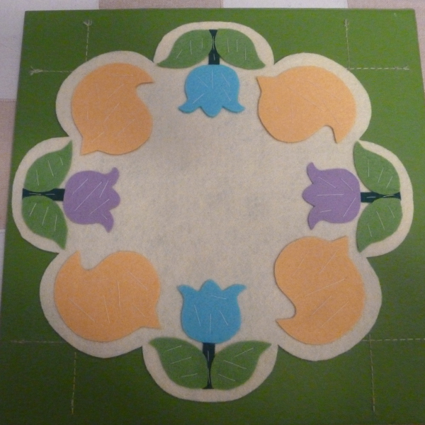 Spring Candle Mat Pattern with Birds and Tulip Flowers
