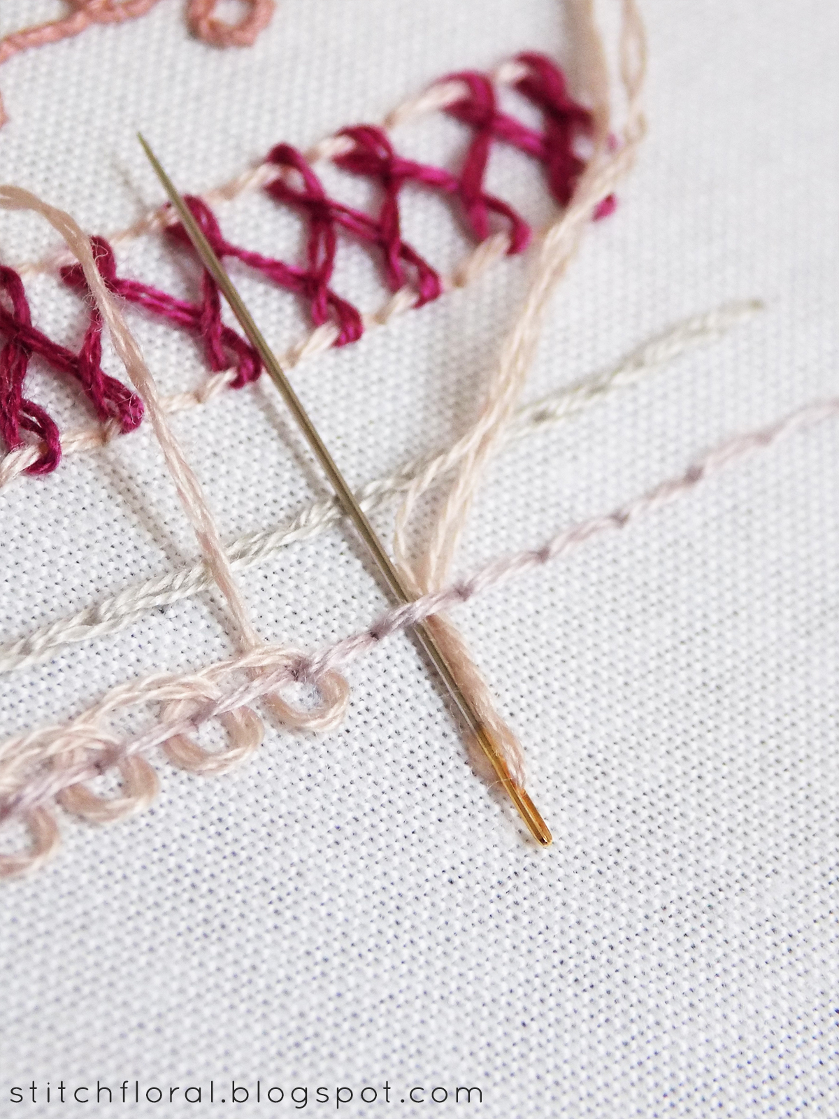 Line stitches and their variations: sampler - Stitch Floral