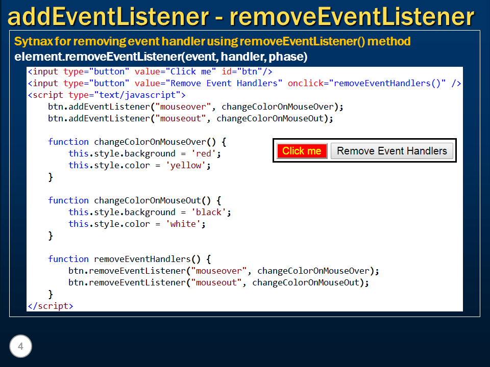 Sql Server Net And C Video Tutorial Addeventlistener And Removeeventlistener In Javascript 5581