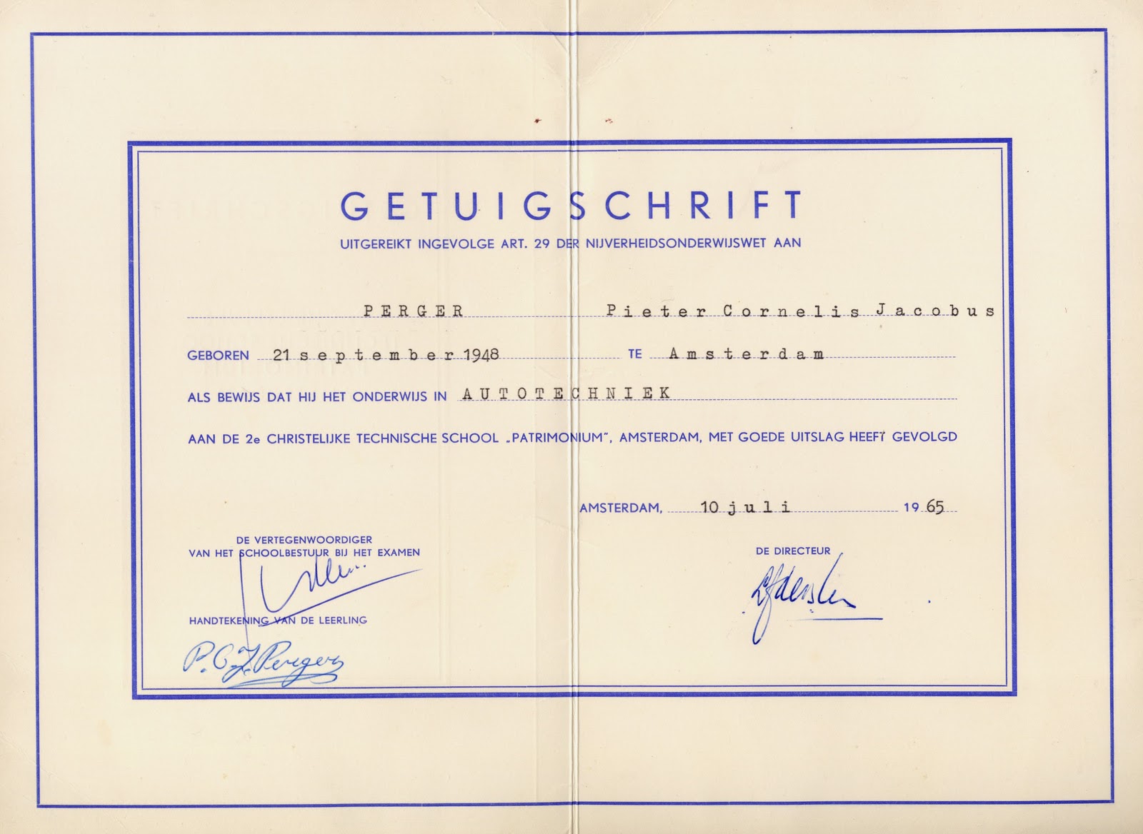 Mijn jeugd: Mijn jeugd in Amsterdam - Technische School Patrimonium