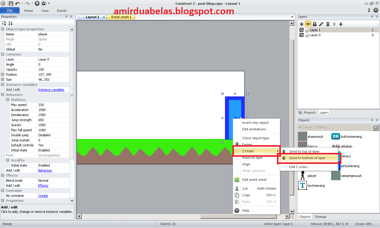 Part 10 Cara Membuat Player Finish Di Construct 2 [Penjelasan Detail ...
