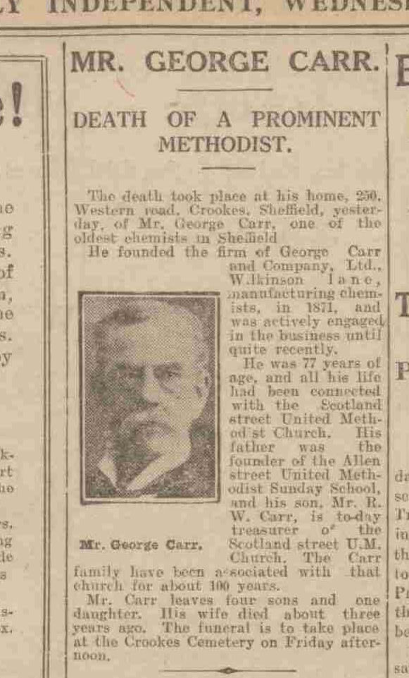 View From A Hill: George Carr of Crookes - one of the oldest chemists ...