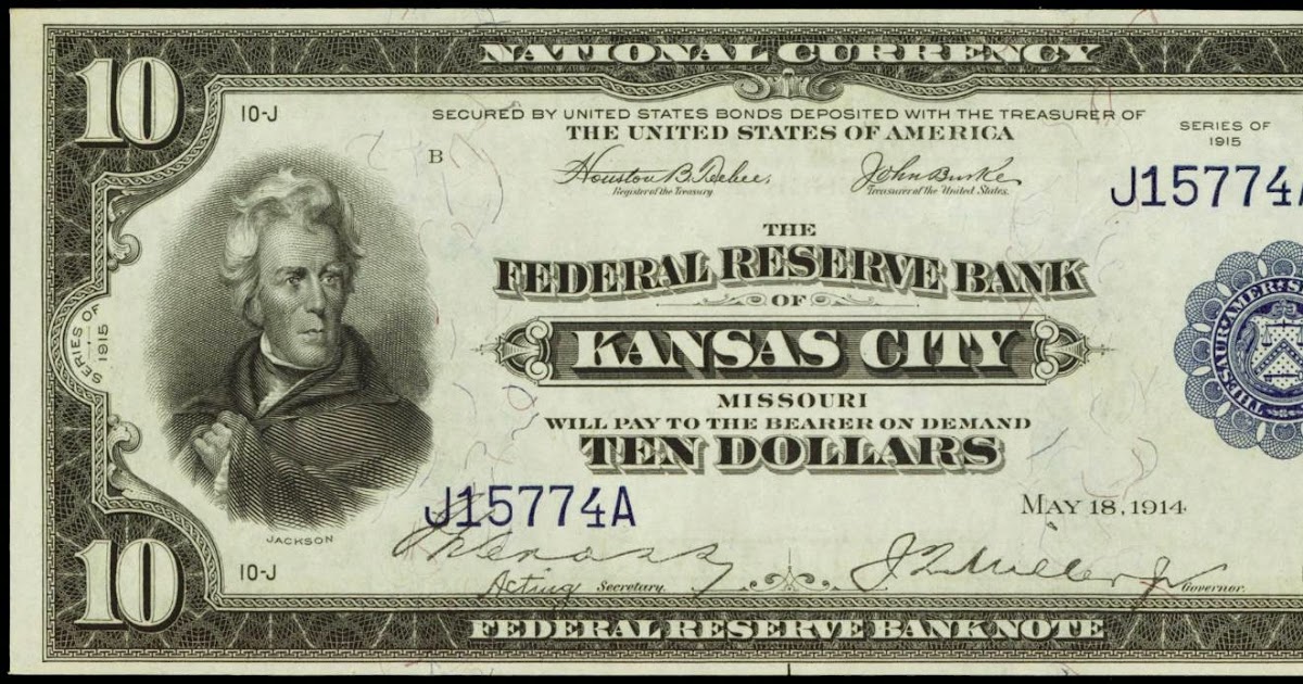 1915 10 Dollar Bill Federal Reserve Bank Note|World Banknotes & Coins ...