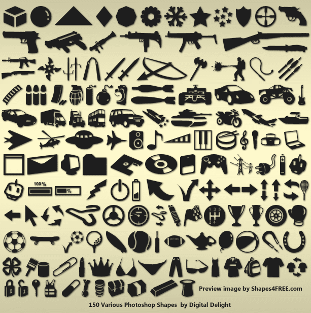 150 Free Various Photoshop Custom Shapes | PhotoshopRIVER©