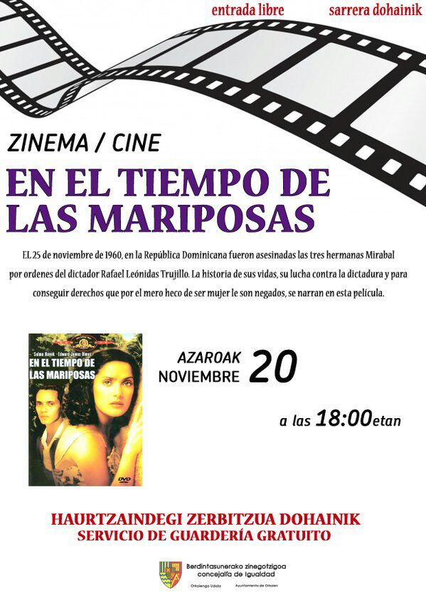 Zinema "En el tiempo de las mariposas" Cine