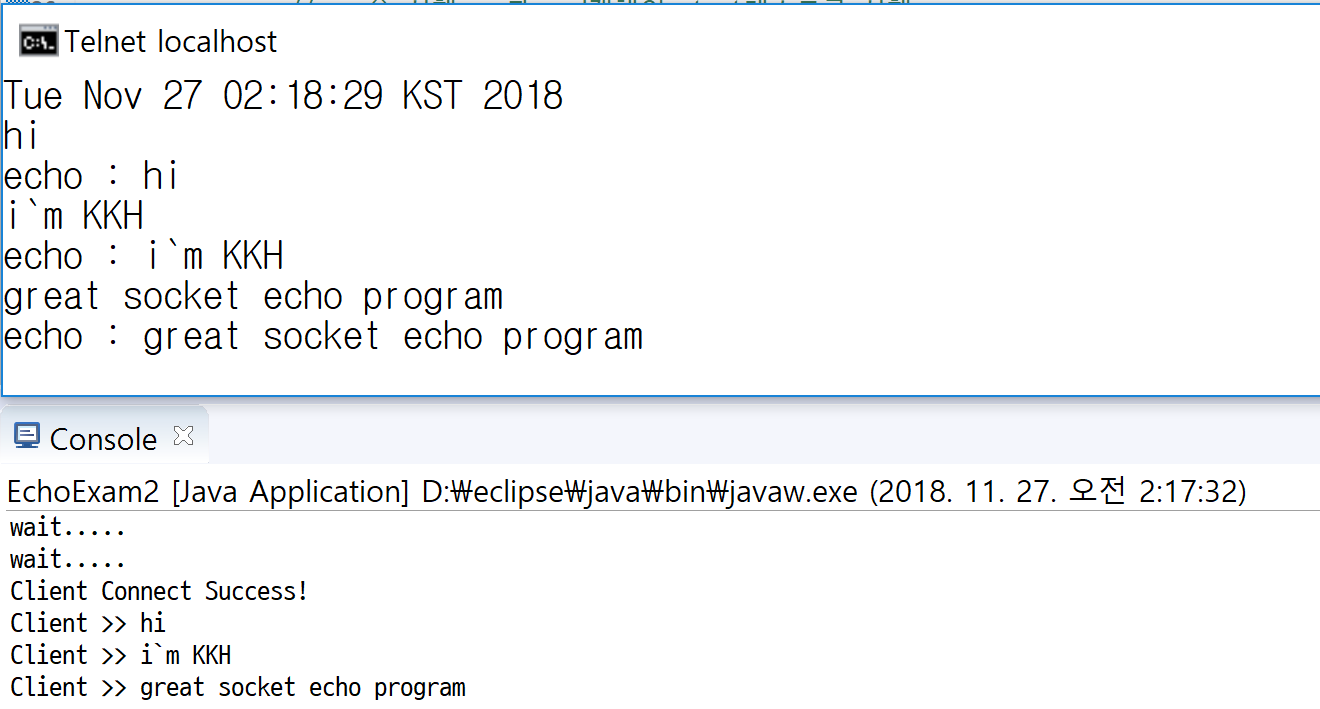 ITqom: Java 소켓통신으로 echo 출력 결과 확인하기
