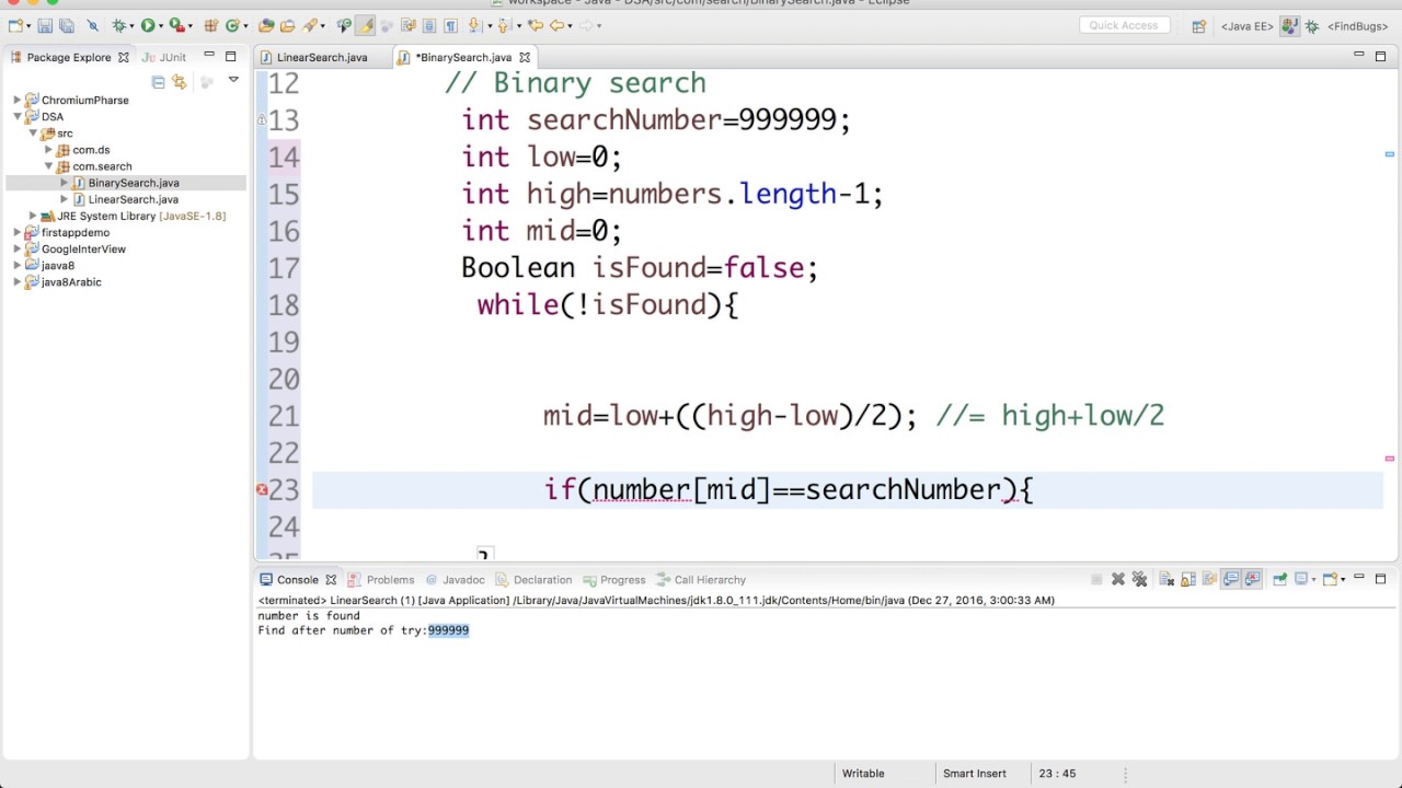 21- Binary Search implementation in Java | كورسات بالعربي 21- Binary Search implementation in Java | كورسات بالعربي