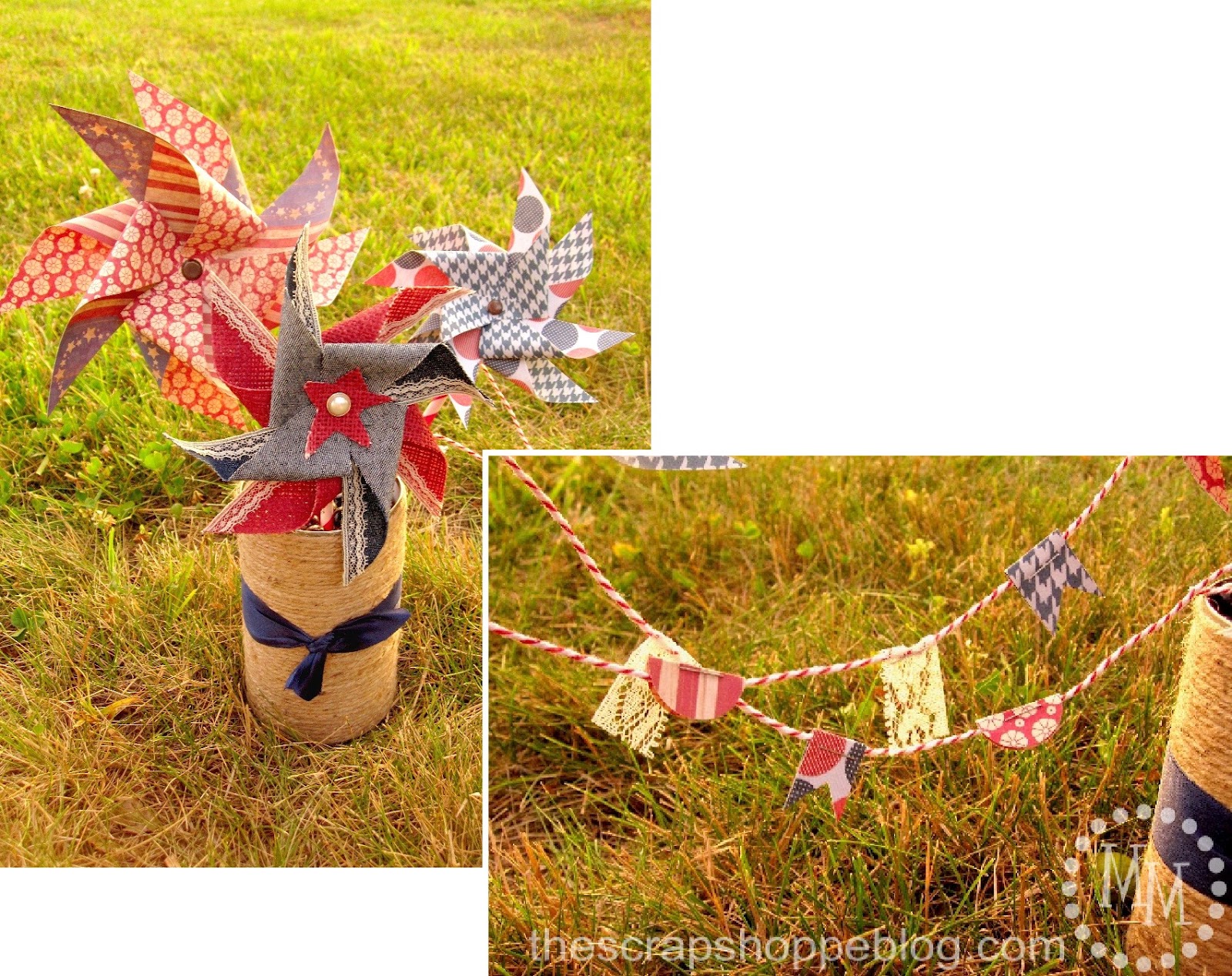 Patriotic Pinwheels {& Double Pinwheel Tutorial} - The Scrap Shoppe