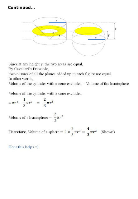 QCM530 TG2: Volume of Sphere by Cavalieri's Principle
