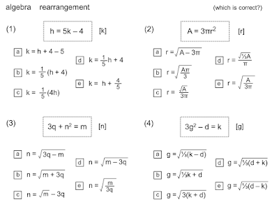 MEDIAN Don Steward mathematics teaching: rearrangement quiz questions