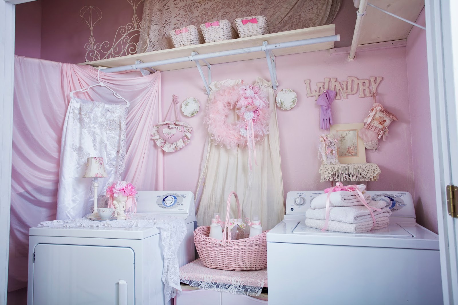 Olivia's Romantic Home: Shabby Chic pink laundry room