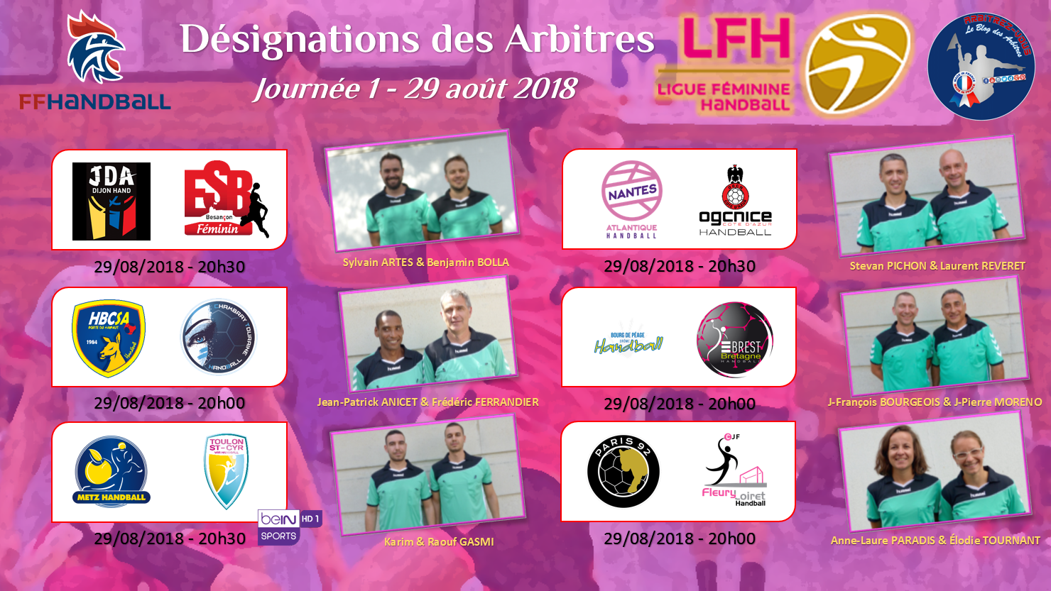 FFHB - LFH - DÉSIGNATIONS ARBITRES - Journée 1 [29/08/2018] #LFH #FFHB ...