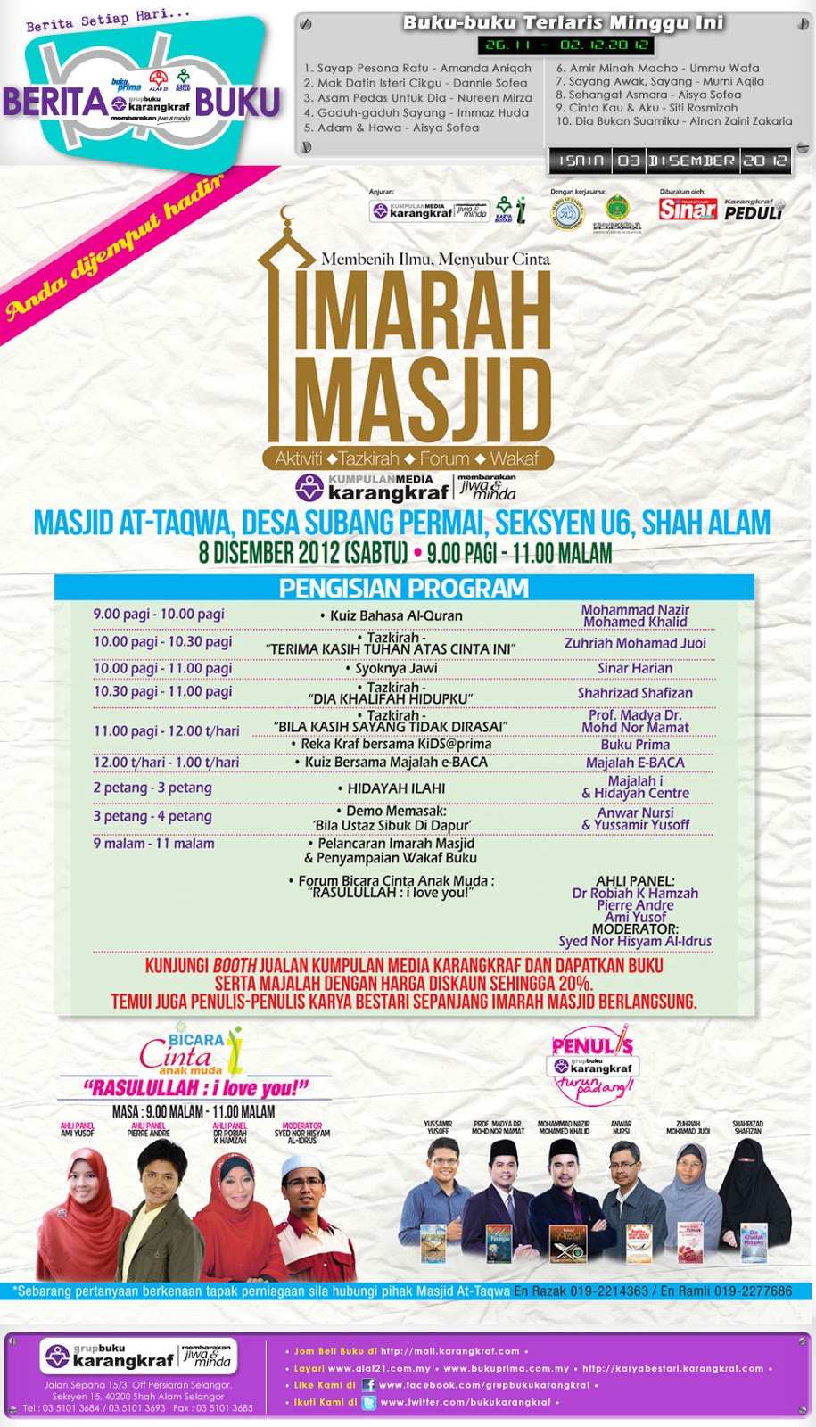 KARYA BESTARI: IMARAH MASJID KEMBALI LAGI. JOM MEMERIAHKANNYA