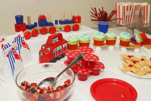 Happy Medley: Blue & Red Train Themed Boy Birthday Party