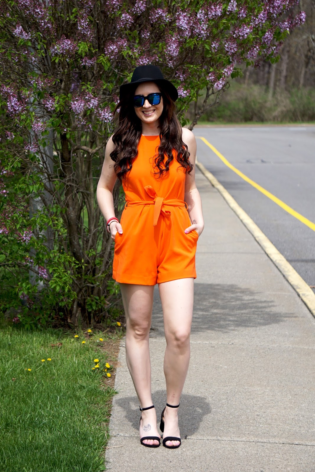 Orange Romper and a Linkup - Monica Hayworth