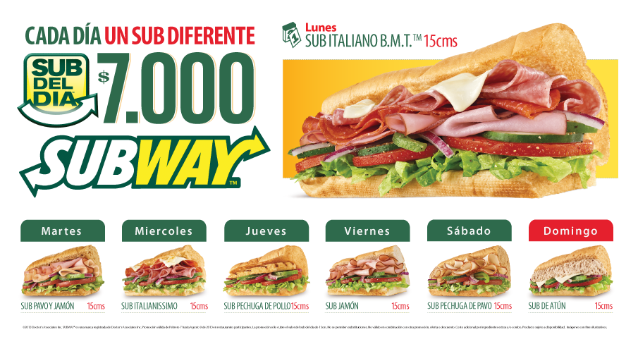 SUBWAY, EAT FRESH: PRODUCTOS