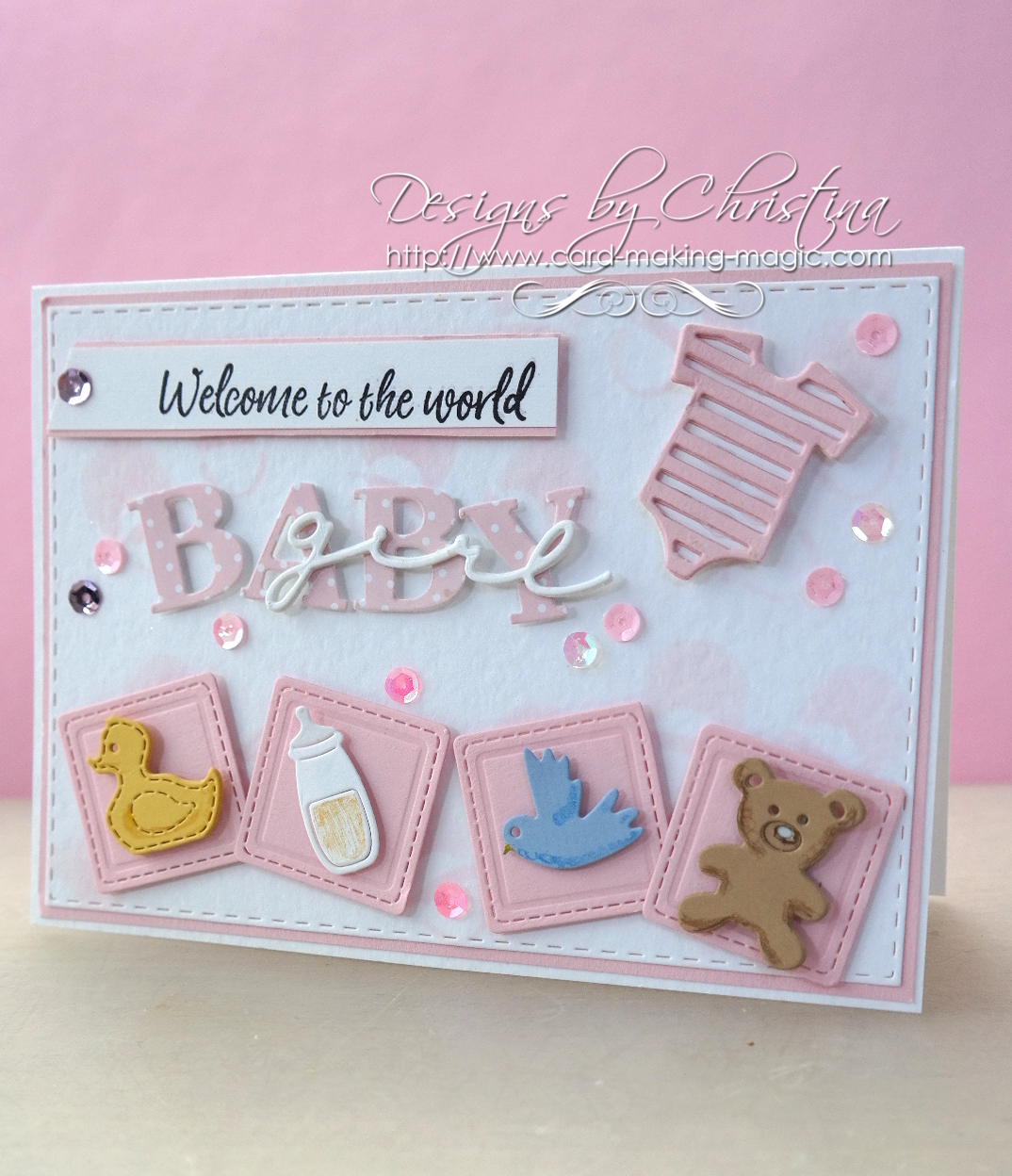 Flowers, Ribbons and Pearls: Baby Occasions - Baby Girl Card