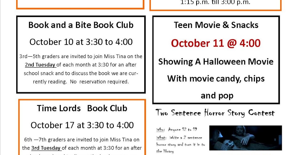 South Prairie Elementary: October Library Schedule