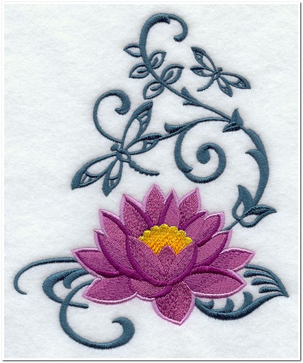 8+ Contoh Gambar Motif Bordir Bunga Teratai Punching Bordir