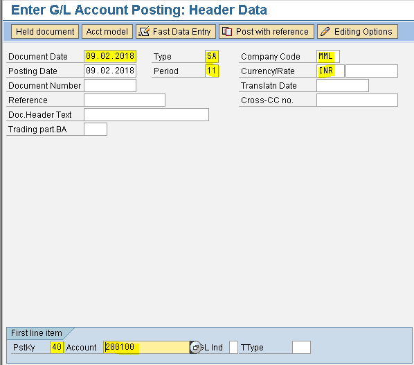 SAP - FICO MODULE LEARNING: Posting of Transactions (Documents) in SAP