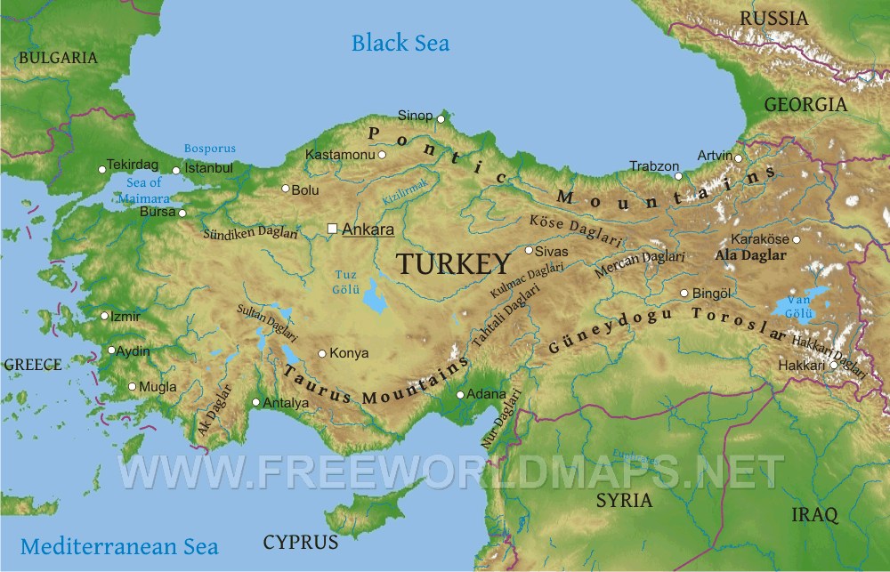 Mapa Físico De Las Montañas Tauro
