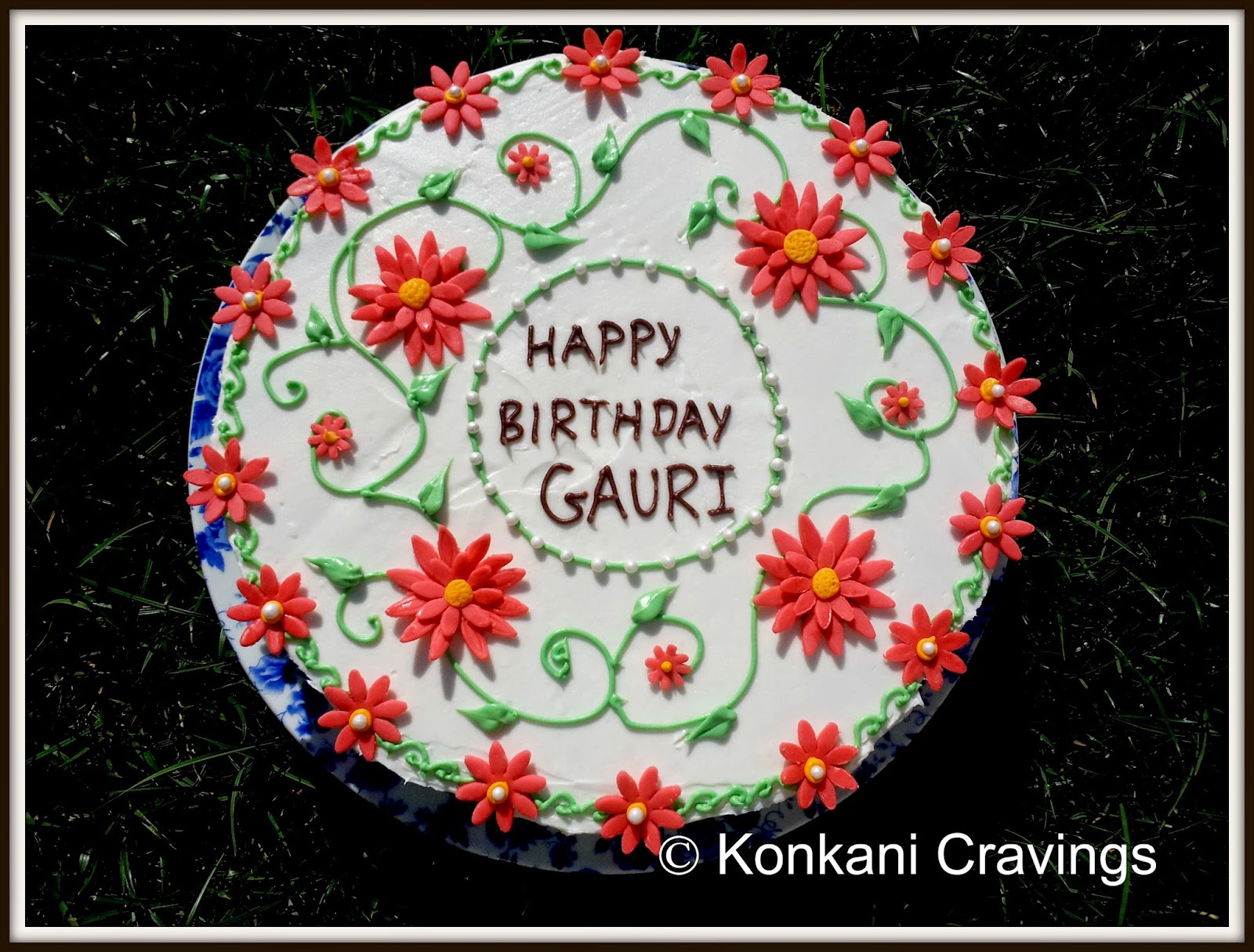 KONKANI CRAVINGS: Birthday Cake - With Fondant Flowers