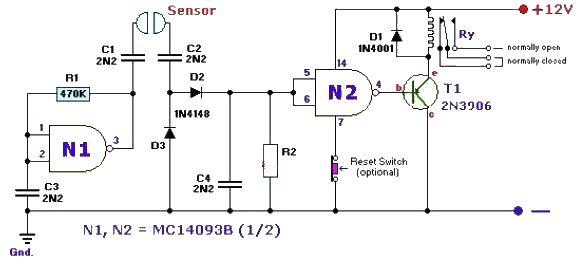 Simple Fluid Level Sensor Circuit Diagram