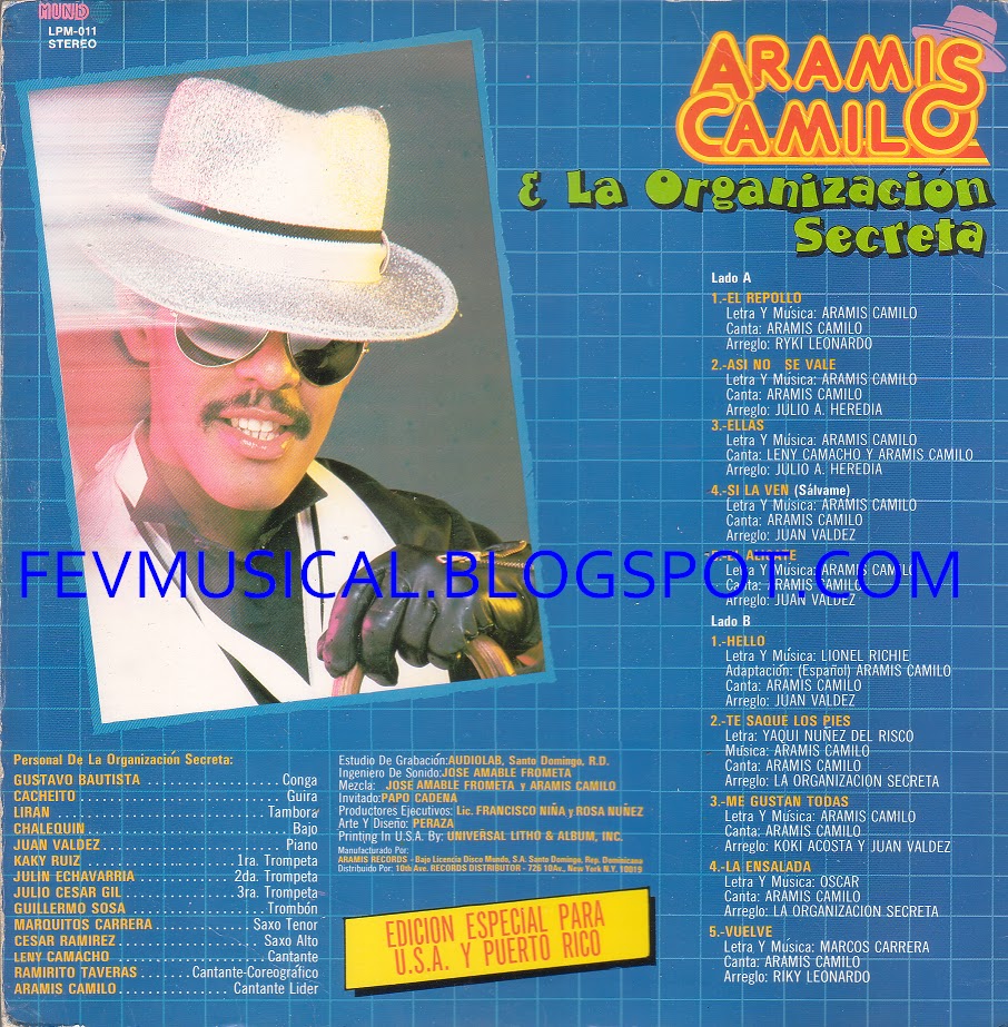 FEV MUSICAL: 1984 - Aramis Camilo & La Organizacion Secreta (Mundo)