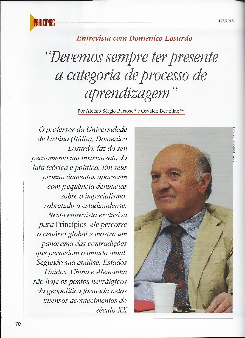 Domenico Losurdo Info Brasil: Revista Princípios entrevista Domenico ...