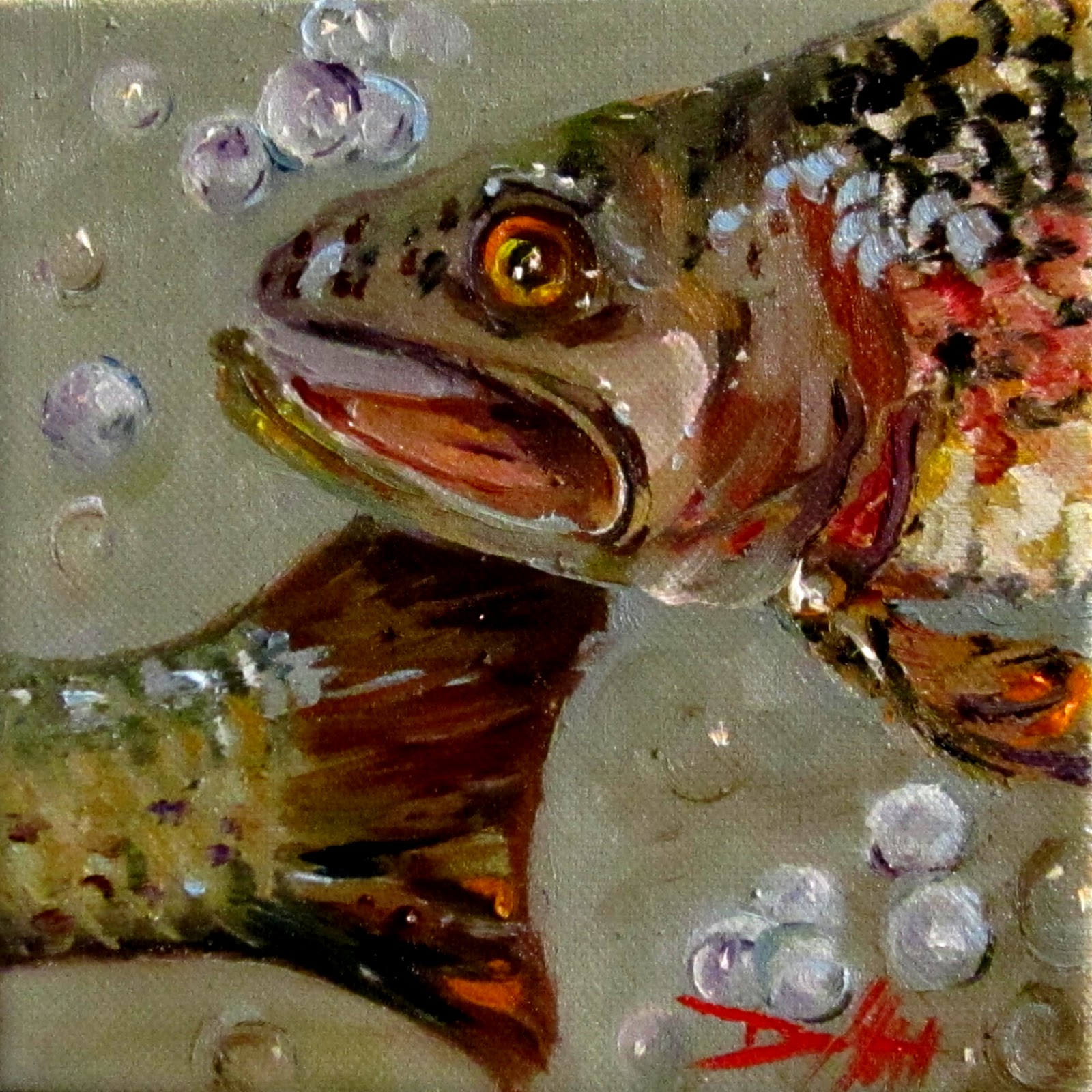 Painting of the Day, Daily Paintings by Delilah: Lake Trout fish art
