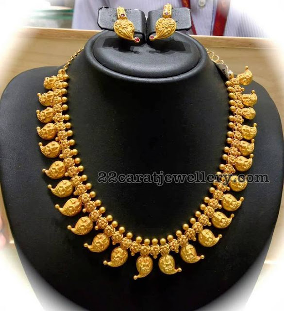 Pachi Mango Set and Gold Necklace - Jewellery Designs