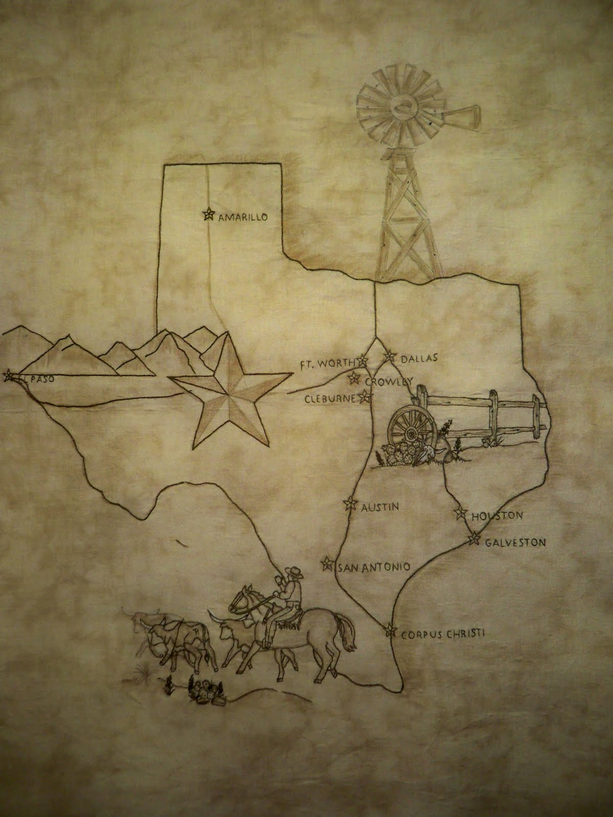 tana's outhouse: Old Texas Map