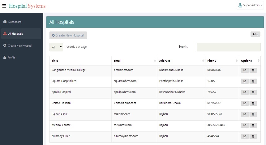 Multi Hospital Management System - Amason Communications