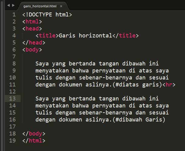 Cara Membuat Garis Horizontal di HTML ~ Domo Teknologi