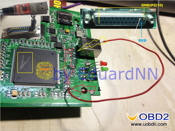 RX and TX KESS V2 UART Wiring Connection-UOBD2.NET