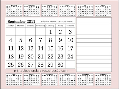 2011: Calendar 2011 September template