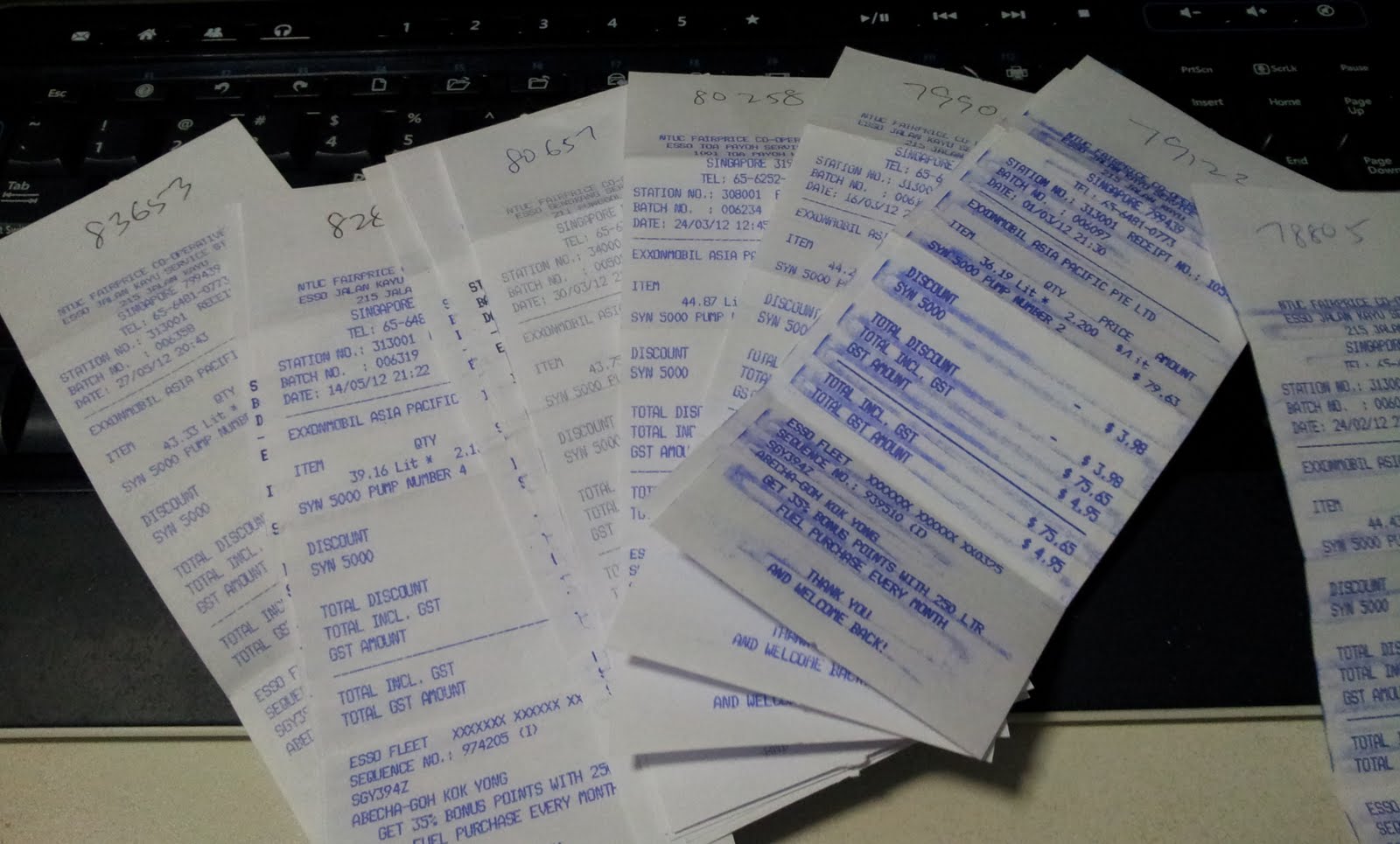 Solojogger: Petrol pump receipts 9.