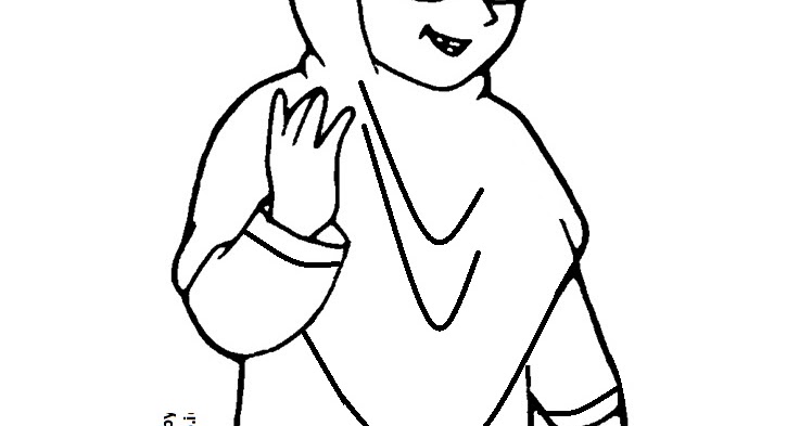 Mewarnai Gambar: Mewarnai Gambar Sketsa Kartun Anak Muslimah 16 Memberi ...