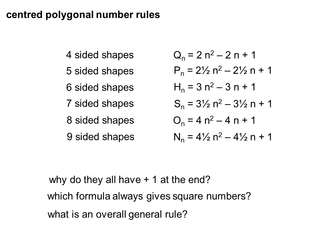 MEDIAN Don Steward mathematics teaching: centred polygonal numbers