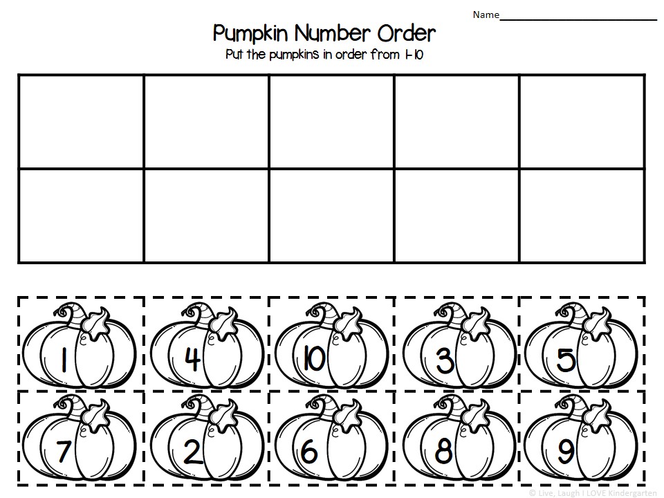 Pumpkin Number Order FREEBIE | Live, Laugh, I LOVE Kindergarten