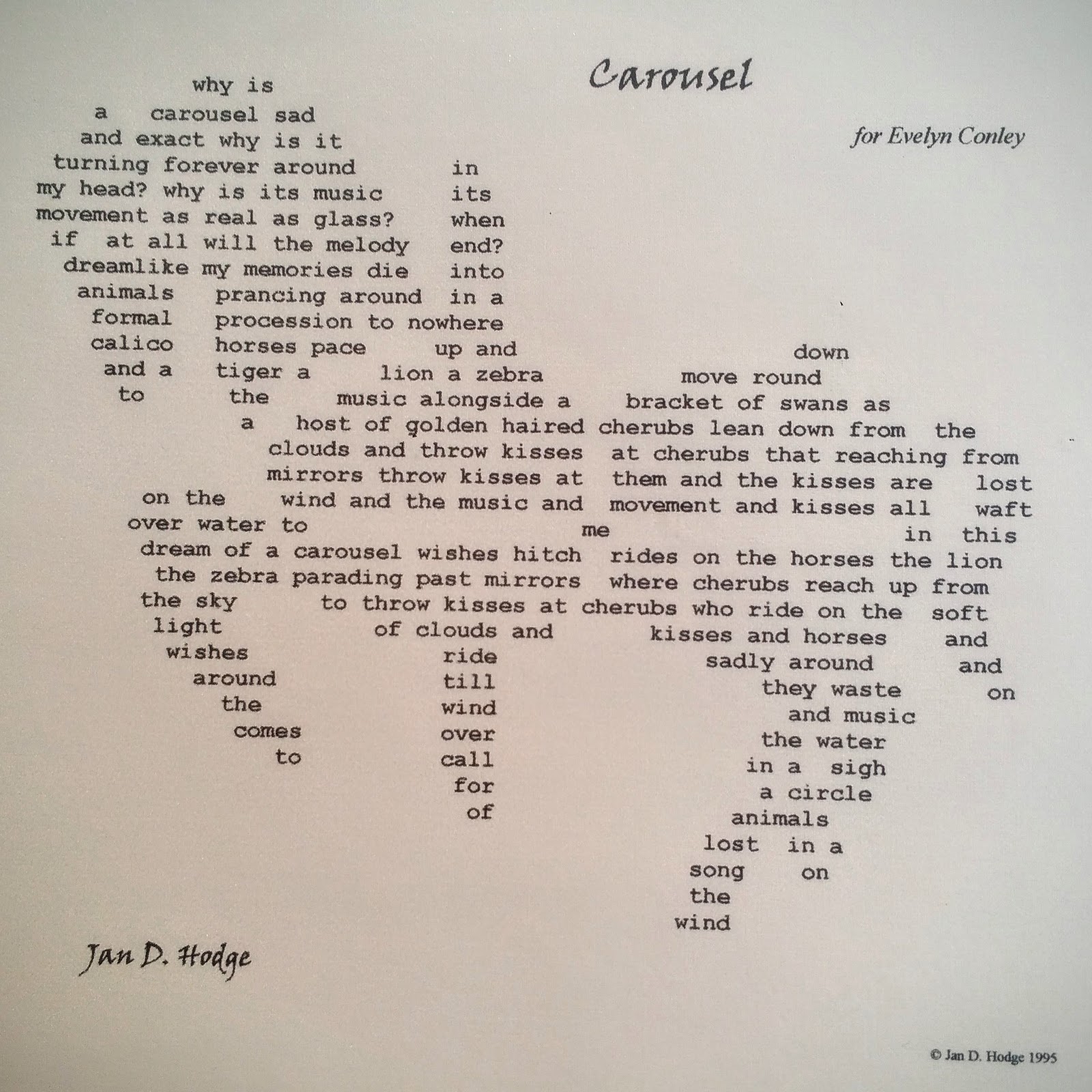 History and Culture by Bicycle: Jan D. Hodge: Shaped Poems, Carousel