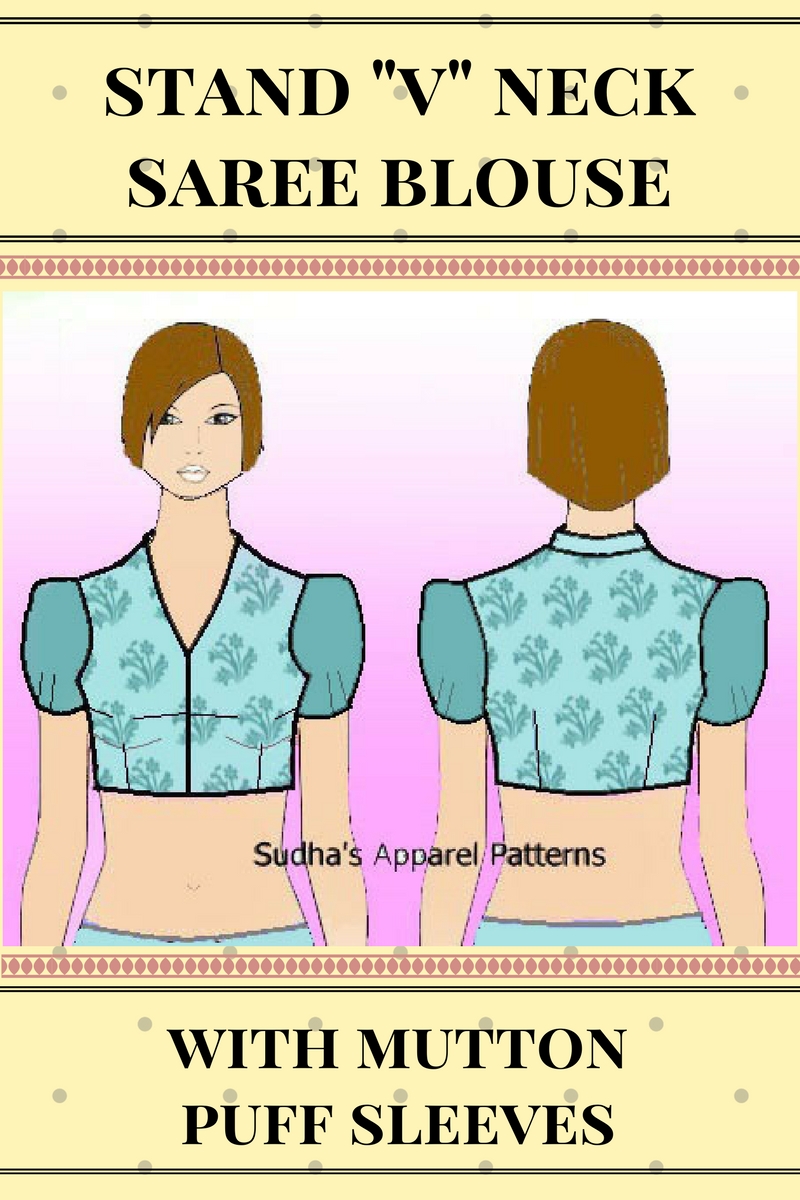 Sudha's Apparel Patterns: How to make Stand "V" Saree Blouse? FREE Pattern